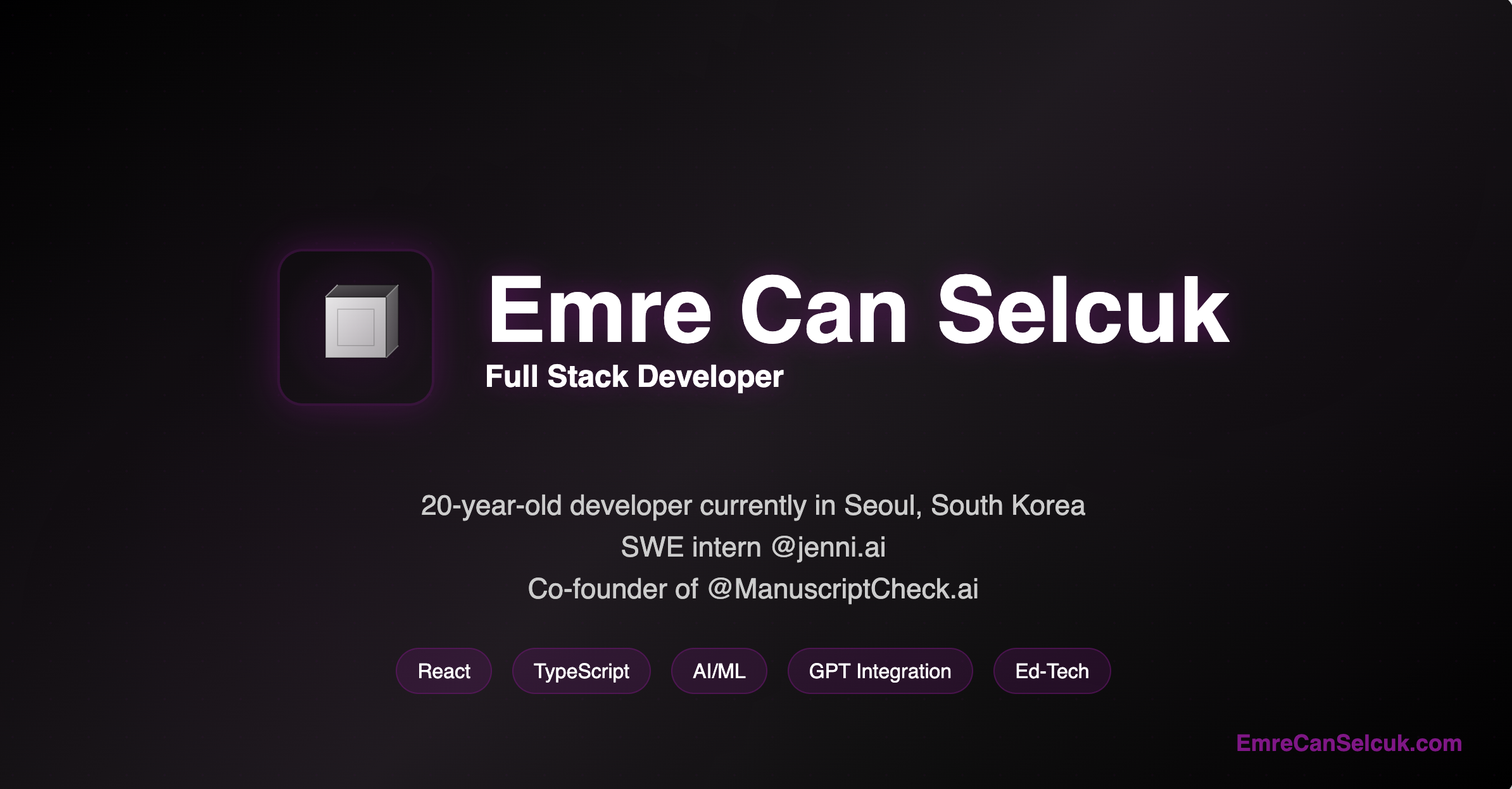 Emre Can Selcuk - Seoul-based Developer